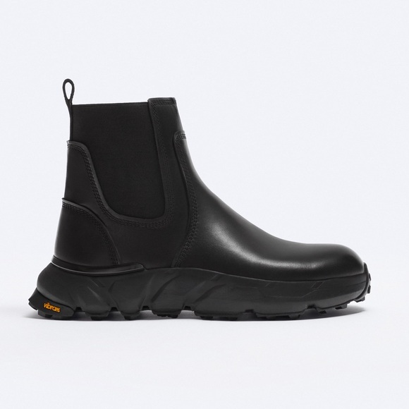 Zara | Shoes | Nwt Zara Man Limited Edition Black Leather Vibram Sole Chelsea Boots Size | Poshmark